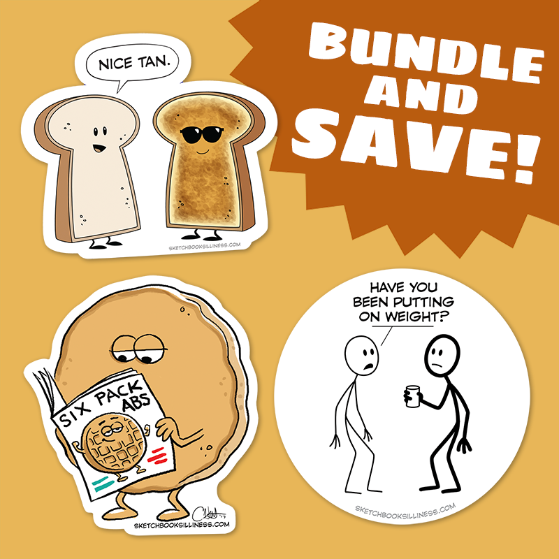 NEW! Funny “Getting In Shape” Sticker 3-Pack – Sketchbook Silliness